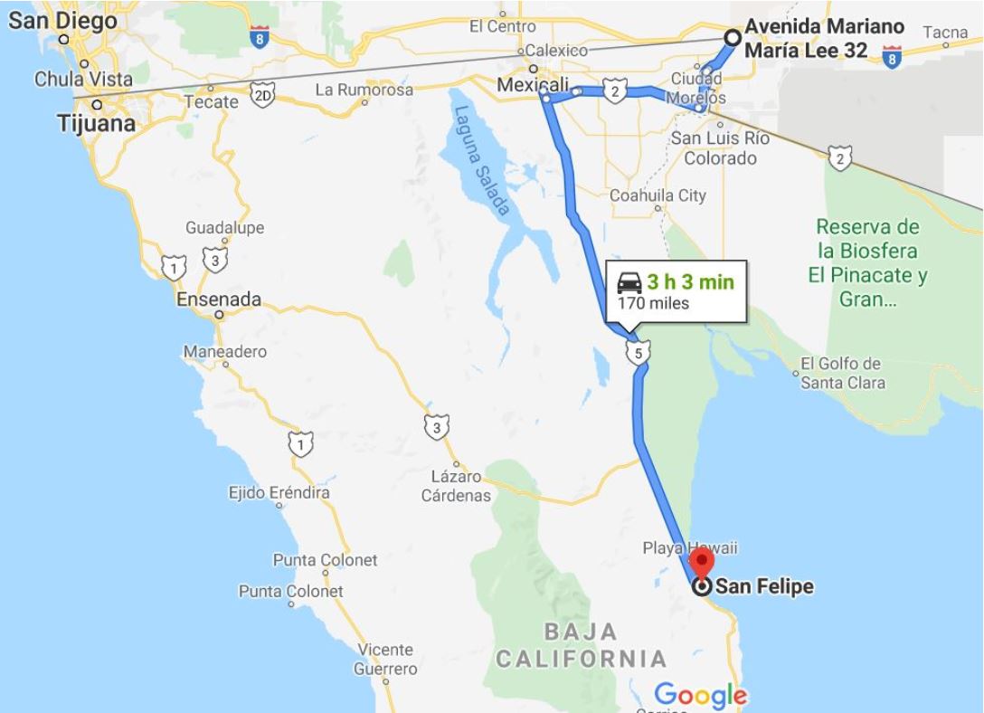 Route: Los Algodones to San Felipe – Adventures of Sandra and Dave